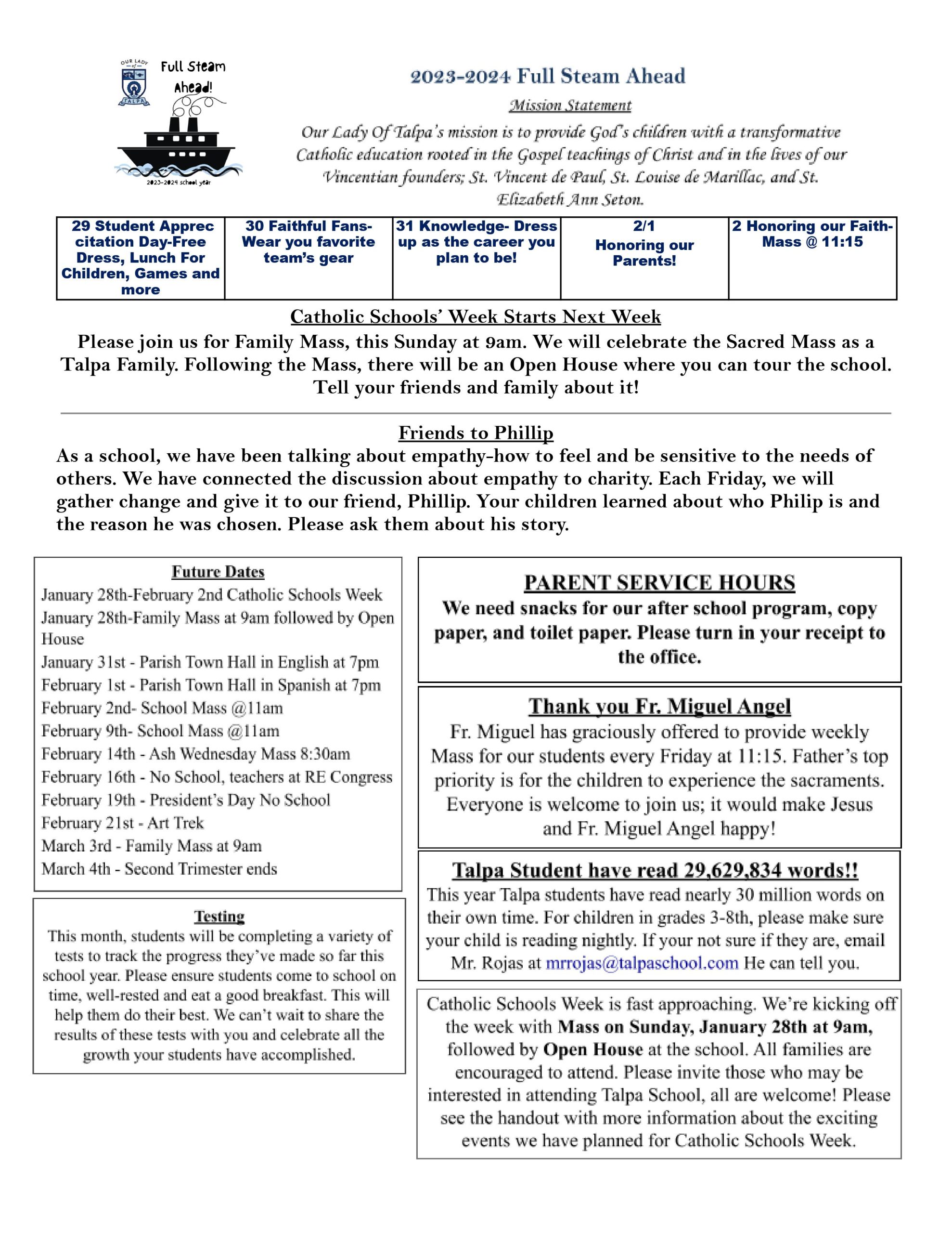 Weekly Newsletter No. 10 | Our Lady of Talpa School